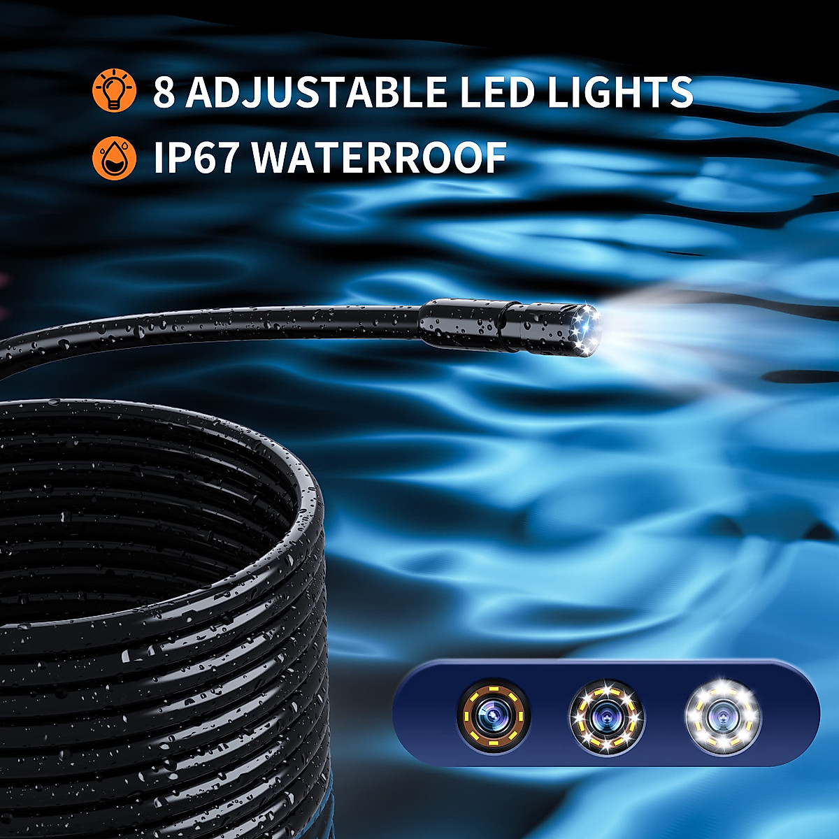 Daxiongmao Borescope, Endoscope Camera with Light, IP67 Waterproof Endoscope, 1080P HD Inspection Camera, Borescope Camera with Light, Snake Camera, 16.5ft Endoscope Camera, Gadgets for Men (4.3”)