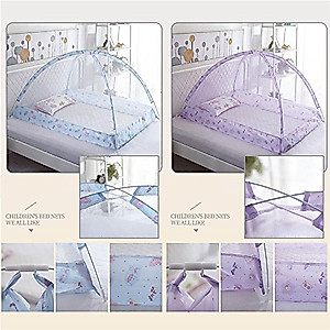Rrut Baby Safety Net Tent, Premium Baby Bed Canopy Netting Cover Mesh Nursery Mosquito Net - Stylish and Sturdy Infant Crib Tent Net - Protect Your Baby from Falls or Bites Blue 90CMÃ—120CM