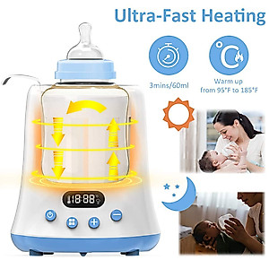 Baby Bottle Warmer, Bottle Warmer for Breastmilk or Formula with a Timer, Baby Food Defrost&Heater with LCD Display, Accurate Temperature Control, Constant Mode, Fit All Baby Bottles