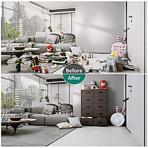 YITAHOME Tall Dresser with 10 Drawers, Furniture Storage Drawer Unit, Sturdy Steel Frame, Wooden Top & Easy Pull Fabric Bins, Organizer Tower Chest for Closet, Bedroom, Entryway, Nursery(Brown)