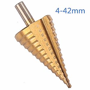 High Speed Steel Step Drill Bit, 4-42mm Titanium Step Drill Multiple Hole Stepped Up Cone Bit for DIY Lovers