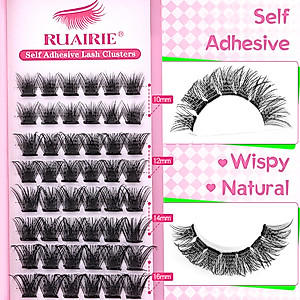 Self Adhesive Eyelashes Lash Clusters DIY Eyelash Extensions 48pcs Self Adhesive Individual Lash Extensions CD Curl Eyelash Clusters Lashes