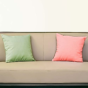 yeabwps Pack of 4 Decorative Outdoor Waterproof Throw Pillow Covers Square Garden Cushion Cases for Patio, Couch, Tent and Sofa, 18 x 18 Inches, (Blue-Green, Pink, Light Green, Beige)