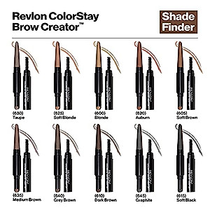 Eyebrow Pencil & Powder by Revlon, ColorStay Brow Creator 2-in-1 Eye Makeup with Spoolie, Longwearing with Precision Tip, 610 Dark Brown, 0.23 Oz