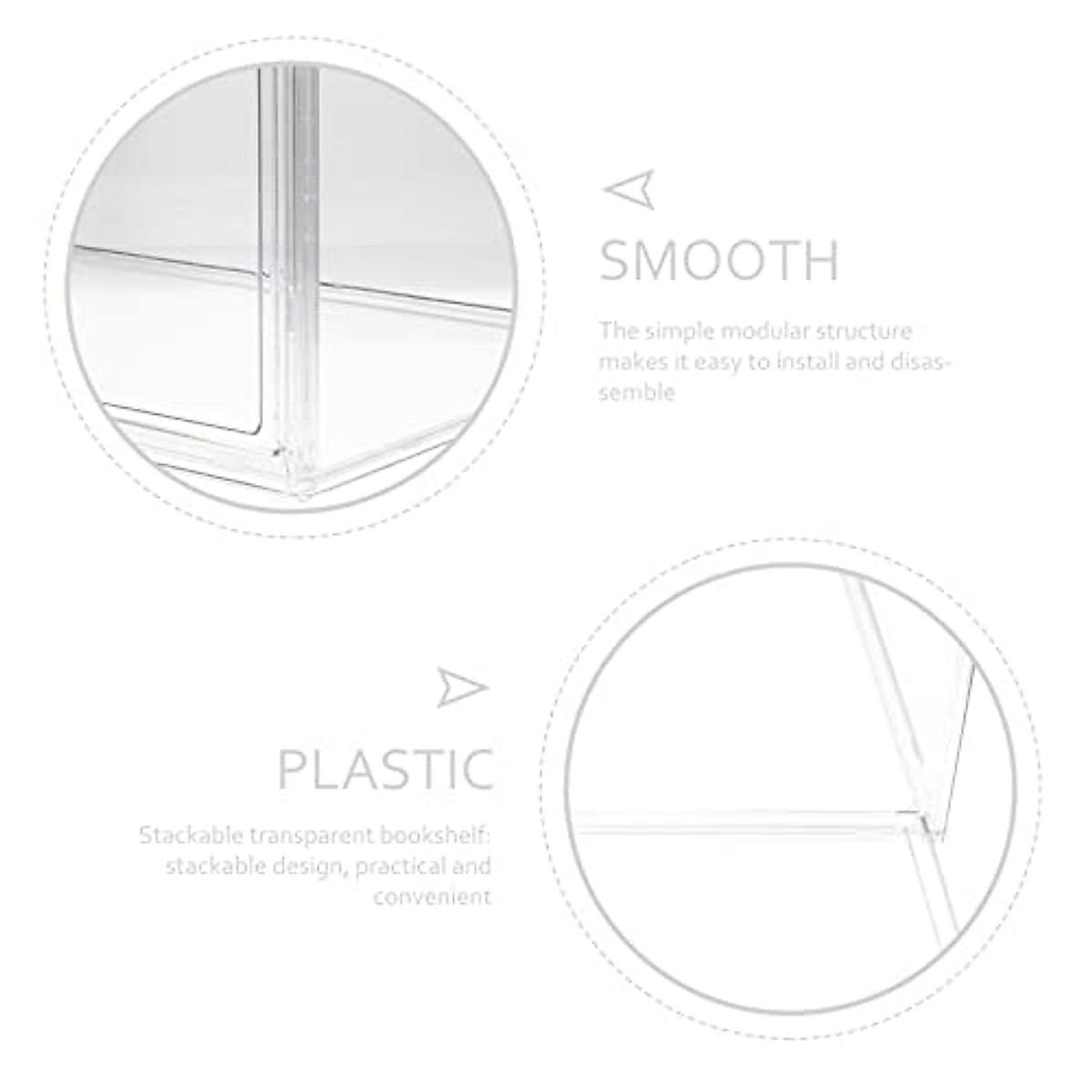 COLLBATH Supplies Case Stationery Lids Acrylic Book Trinkets for Shoe Home Boys Display Bookshelf Clear with Large Collapsible Desk Transparent Convenience Bookrack Folder Toy Crate