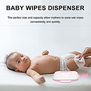Healifty Portable Wipes Dispenser Baby Wipe Holder Portable Wipes Case Reusable Refillable for Outdoor Travel Wipe Carrying Pouch Baby Stroller Hanging Pink