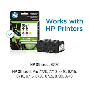 HP 952Xl / 952Xl (6Za00an) Ink Cartridges (Cyan Magenta Yellow Black) 5-Pack in Retail Packaging