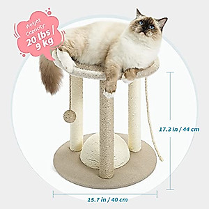 Made4Pets Cat Scratching Posts for Indoor Cats, Small Kitten Scratcher Toy with Dangling Ball, Sisal Ropes Nail File Scratch Pole, Cute Cat Tree with Top Perch Lounger for Kitty