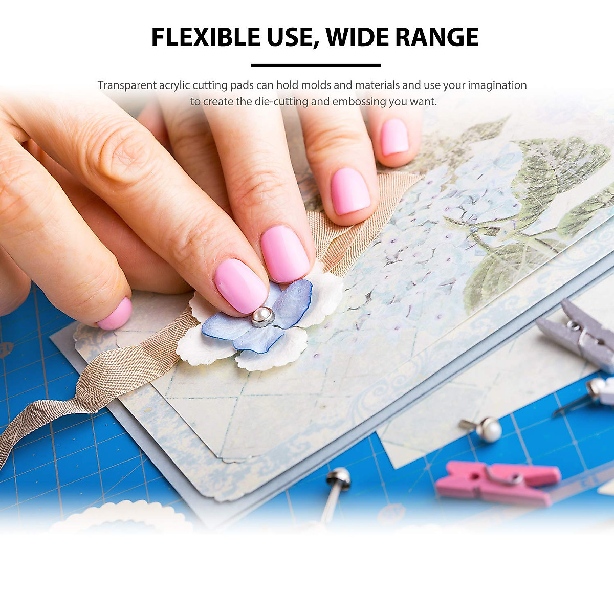 Transparency Acrylic Cutting Pads Die Cutting Plates for Embossing Crafting (4 Pieces, 8.7 x 6.1 Inch)