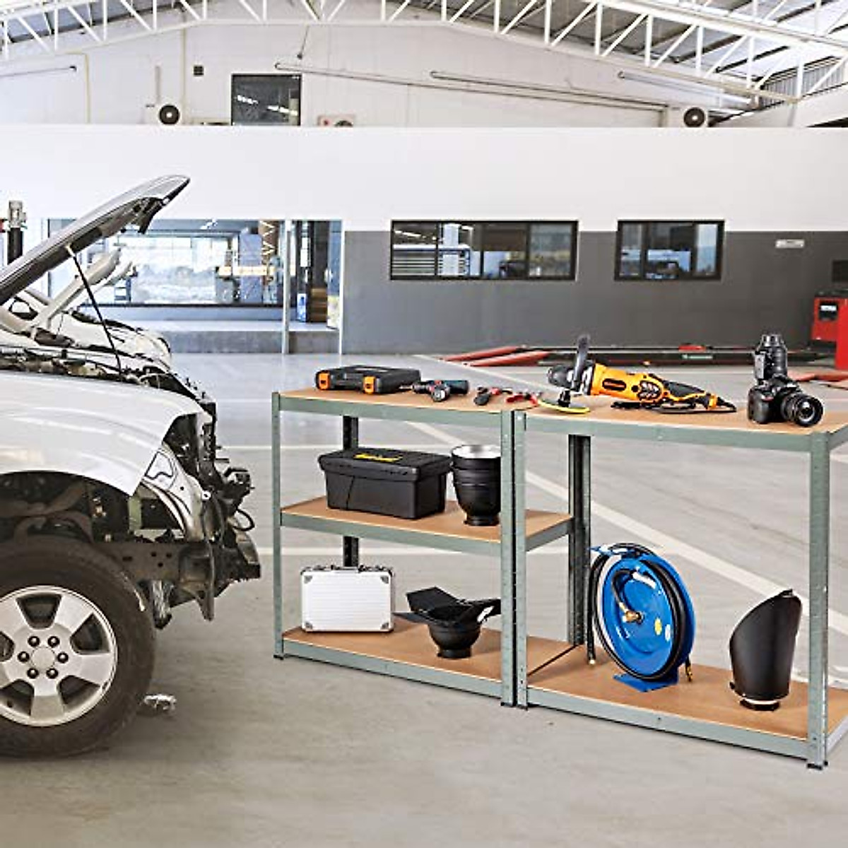 Tangkula Metal Storage Shelves, Heavy Duty Steel 5 Tier Utility Shelves with Adjustable Shelves, Bolt-Free Assembly, High Weight Capacity, Garage Organization Storage Rack, 36" Lx16''Wx72 H (1, Grey)