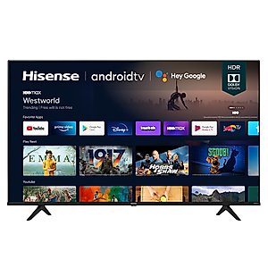 Hisense 65A6G 65-Inch 4K Ultra HD Android Smart TV with Alexa Compatibility (2021 Model), Black
