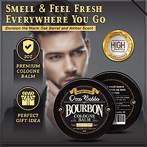 Occo Bobbo - Solid Cologne Bourbon and Sandalwood Scent. Solid Bourbon Cologne For Men - Men's Solid Cologne - 2 Ounce - Concentrated Balm. – A Smooth Blend Of Woody Oak Barrel