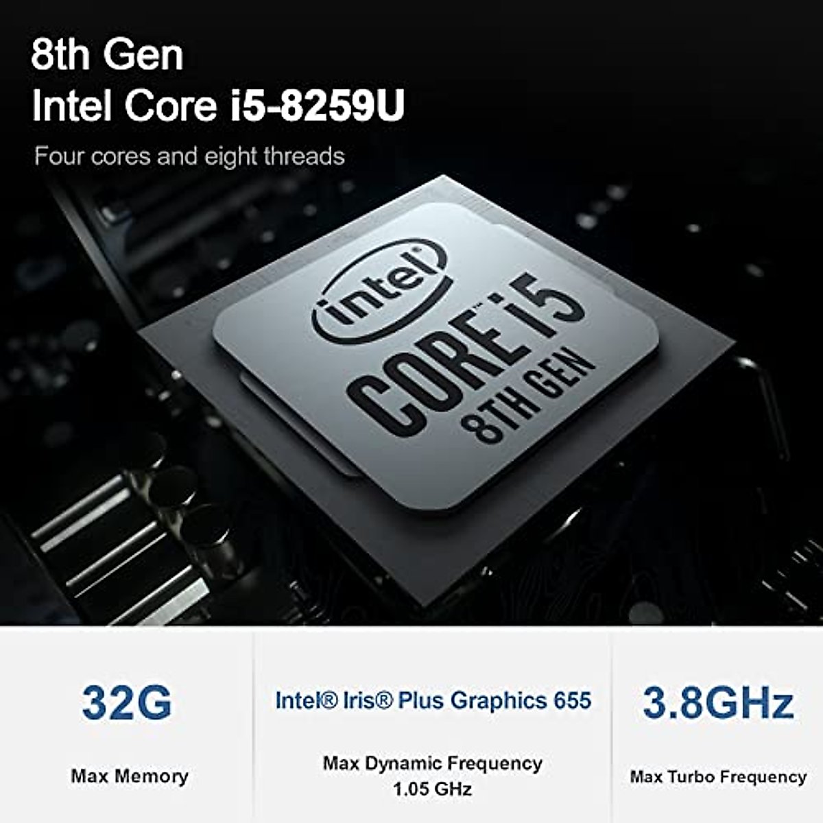 Beelink SEi8 Mini PC,8th Generation Intel Core i5-8259U(4C/8T,up to 3.8GHz),Mini Computer with 16GB DDR4 RAM/1TB SSD,Supports 4K Dual HDMI Display/USB3.0/WiFi5/BT5.0/Auto Power On/for Home/Office
