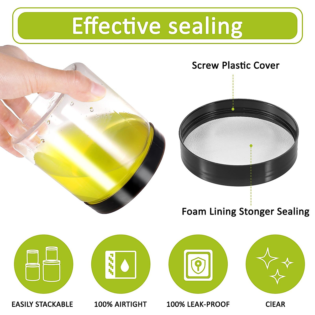 12pcs Plastic Jars with Lids 16 oz & 8 oz & 4 oz, Leakproof Storage Containers Clear Plastic Mason Jars for Peanut, Spice, Cookie, Candy and Dry Food Wedding Shower Party Favors