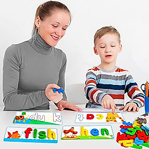 ShyLizard See and Spell Educational Toys, Flash Cards Learning Toys for Boys and Girls 3 4 5 6 Years Old, CVC Word Builders Toys for Preschool, Kindergarten and Homeschool Kids, 80PCS