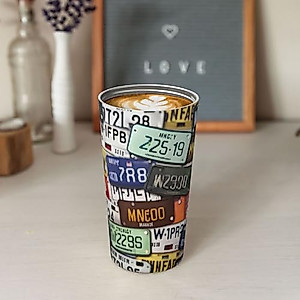 WANGZHAO License Plate Print Double Wall Stainless Steel Vacuum Insulated Tumbler Cup Home Thermal Cup