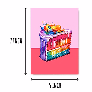 NTVShop Colors Birthday Cake Card - Pretty Greeting Card - Birthday Wishes - Delightful Wishes - Cards Best For Mom Dad Friends