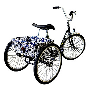 Cruiser Candy Large Bike Basket Liner, Adult Trike Bicycle Basket Liner, Rear Extra Large Trike Only Basket Liner (Black Hibiscus, Large 21x15x10)