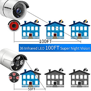 [2 Antenna Signal Enhance & 100ft Super Night Vision] Wireless Security Camera System Outdoor, 4pcs 3MP CCTV Camera Security System Wireless, Home WiFi Video Surveillance NVR Kits, All in One Monitor
