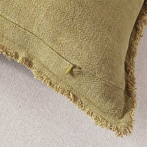 ATLINIA Fringed Cushion Cover 20 x 20 Soft Linen Decorative Throw Pillow Cover for Couch Sofa Bed and Outdoor Olive Pillow Cover
