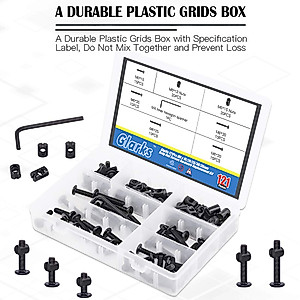 Glarks 120Pcs M6x15/20/25/30/35mm Black Hex Socket Cap Bolt Screws and Barrel Nut Assortment Kit with a Allen Wrench for Crib Baby Bed Cots Furniture