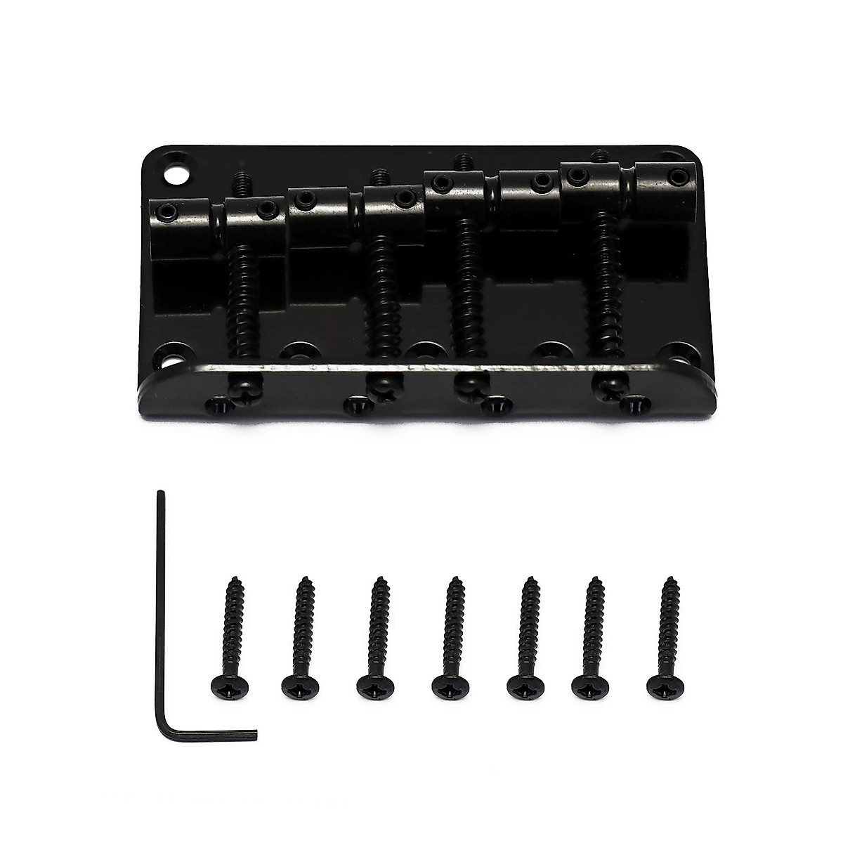 Metallor 4 string Bass Bridge Hard Tail Fixed Top Load Bridge Compatible with Jazz Bass Precision Bass Guitar Black.