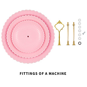 10 Pcs Pink Plastic Cake Stand, 4 Pcs 3 Tier Dessert Display Stands Cookie Tray Rack Serving Tray Cake Display Tower and 6 Pcs Dessert Trays for Wedding Baby Shower Tea Party (Pink)