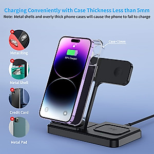 Wireless Charger iPhone, 3 in 1 Charging Station Apple 18W Fast Charging Station for Multiple Devices Apple - iPhone 15 14 Pro Max 13 12 11 - iWatch 8 7 6 5 4 3 2 Se - Airpods 3 2 Pro (with Adapter)