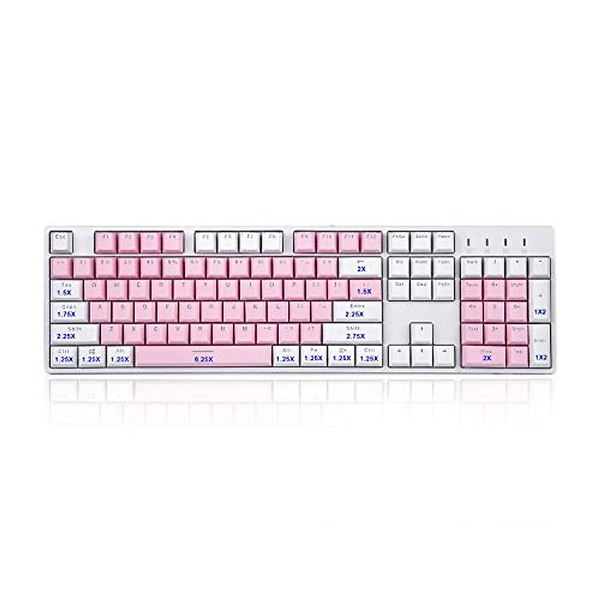 OEM Profile 104 Doubleshot PBT ANSI Layout Keycaps for Mechanical Keyboard,Key caps,Durable Translucent Backlit Key Compatible Gaming Keyboard keycaps for 61/87/104 Keyboards(Pink White Combo)