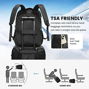 JFFD Laptop Backpack for Women Fashion Travel Work Backpack With Anti-Theft Zipper, Waterproof Student Bookbag for College School, 15.6 Inch Business Computer Backpack Purse, Black