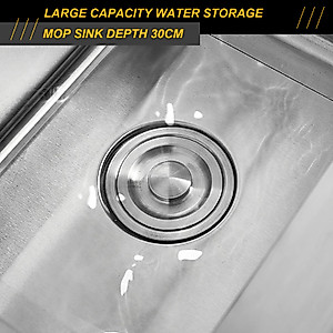 Commercial Stainless Steel Floor Mount Mop Sink with Strainer - Perfect For Restaurant, Bar, Buffet (Depth 30cm)