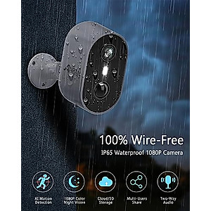 ANRAN 2K Security Cameras Wireless Outdoor, 3MP AI Motion Detection & Color Night Vision Home Security Cameras, Two-Way Talk, Spotlight Siren Alarm, Work with Alexa, Battery Powered, IP65