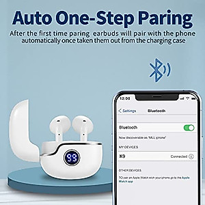 Wireless Ear Buds Bluetooth Headphones with Wireless Charging Case and LED Power Display Touch Control 30 Hrs Playtime Earphones HI-FI Stereo Earbuds with Built-in Mic for iPhone Android Samsung