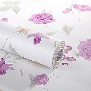 GLOW4U Self Adhesive Decorative Floral Contact Paper Drawer Shelf Liner Removable Peel and Stick Bathroom Kitchen Backsplash Wall Paper 17.7 inch by 16 Feet