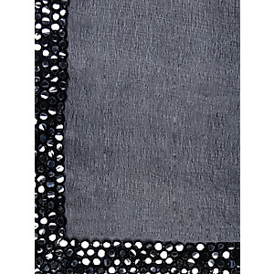 DUPATTA BAZAAR Women's Black Chiffon Dupatta with Mirror work lace.