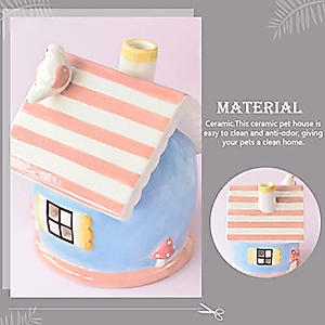 balacoo Large Ceramic Hideout Large Ceramic Hideout Ceramic Hamster House Pet Hideout: Mini Hamster Hamster Sleeping Bed Mini Hut Cage Summer Cooling Hideaway for Chinchilla Small Animal