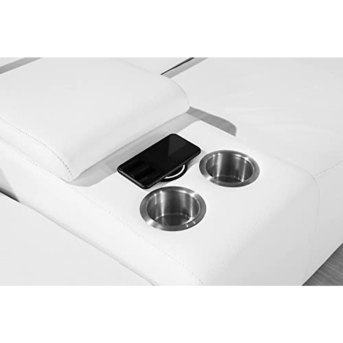 Blackjack Furniture Venice 8 Piece Sectional Sofa with 3-Power Recliners, Features Adjustable Headrest, Lumbar Support, USB and Wireless Charging Station, Extra Large Storage, 1 Console, White