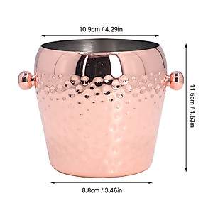 BuyWeek Ice Bucket, 1000ml Champagne Bucket 10.9 x 8.8 x 11.5cm Stainless Steel Wine Bucket Portable Beer Chiller Bucket for Bar Party Club(Rose Gold)