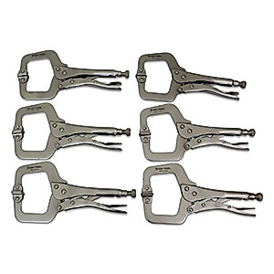 ION TOOL 6 Pack - 11” C-Clamp Locking Pliers, Swivel Pads