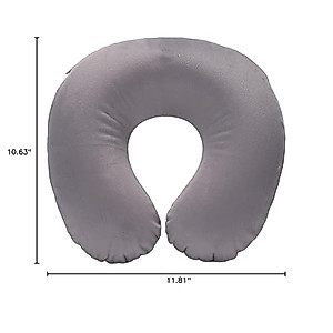 Inflatable Travel Neck Pillow for Airplane U-Shaped Neck Cushion Plush Fabric Headrest Sleep Office Napping Pillow Orange