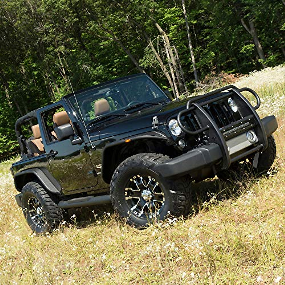 ARIES AL231008 Big Step 4-Inch Round Black Aluminum Nerf Bars, Select Jeep Wrangler JK