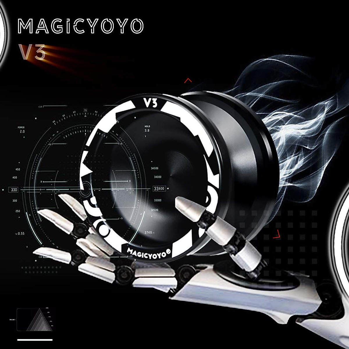 Pro Yoyo V3 - Aluminum Yoyo, Responsive & Unresponsive, Ideal for Kids + Strings + Bag + Bearing + Tool (Black)