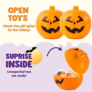 JOYIN 18PCS Halloween Mochi squishy toys with Mini Pumpkin Boxes for Kids Girls Boys, Prefilled Pumpkin Cases with Toys Inside, Halloween Party Favors Supplies Gifts, Trick or Treating Bags Fillers