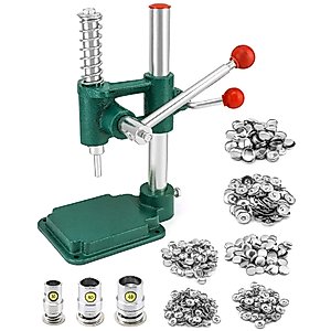 QWORK Button Maker Kit with 3 Sizes Die Sets and 300 Buttons, 11/16", 1", 1-3/16" (18, 25, 30mm) Diameter Hand Fabric DIY Button Making Punch Cloth Button Cover Making Machine Tool
