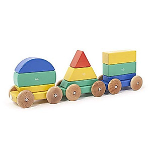 9 Piece Tegu Magnetic Shape Train Building Block Set, Rainbow