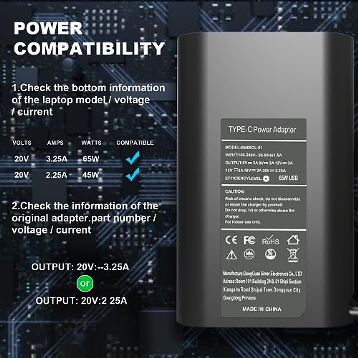 Universal 45W 65W USB C Laptop Charger - for Dell Latitude 5420 5520 7420 Charger 5320 7390 7320 7410 9420 9510,XPS 13,Chromebook,HP/Lenovo/Acer/Asus/Samsung/Macbook Type C Computer Power Cord Adapter