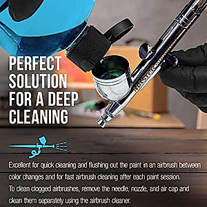 Master Airbrush Cleaner, 16-Ounce Pint Bottle - Fast Acting Cleaning Solution, Quickly Remove Water-Based Acrylic Paint, Watercolor, Makeup - Clean Clogged Airbrushes, Brushes, Artist Tools
