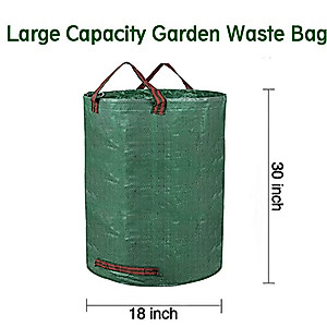 GROWORLD 3-Pack 32 Gallon Garden Waste Bag Leaf Bags Reusable Heavy Duty Waste Bags Perfect for Garden, Lawn, Leaf/Leaves, Yard Debris Storage and Garden Accessories