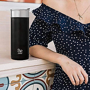 Sip by Swell Stainless Steel Travel Mug ,16 Fl Oz , Coffee Black ,Double Layered Vacuum-Insulated Travel Mug Keeps Coffee Tea And Drinks Cold for 16 Hours and Hot for 4