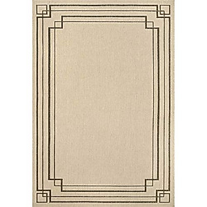nuLOOM Katalina Simple Border Indoor/Outdoor Area Rug, 8 ft x 10 ft, Beige